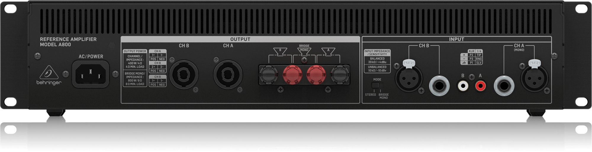 Behringer A800 Professional 800 Watt Reference-Class Power Amplifier ...