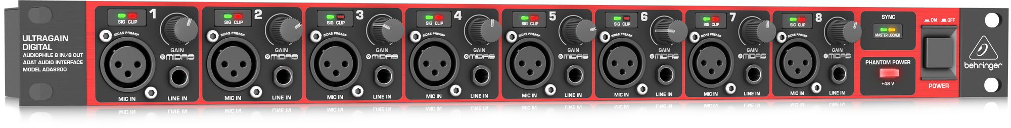 Behringer ADA8200 Audiophile 8 In/8 Out ADAT Audio Interface with Midas ...