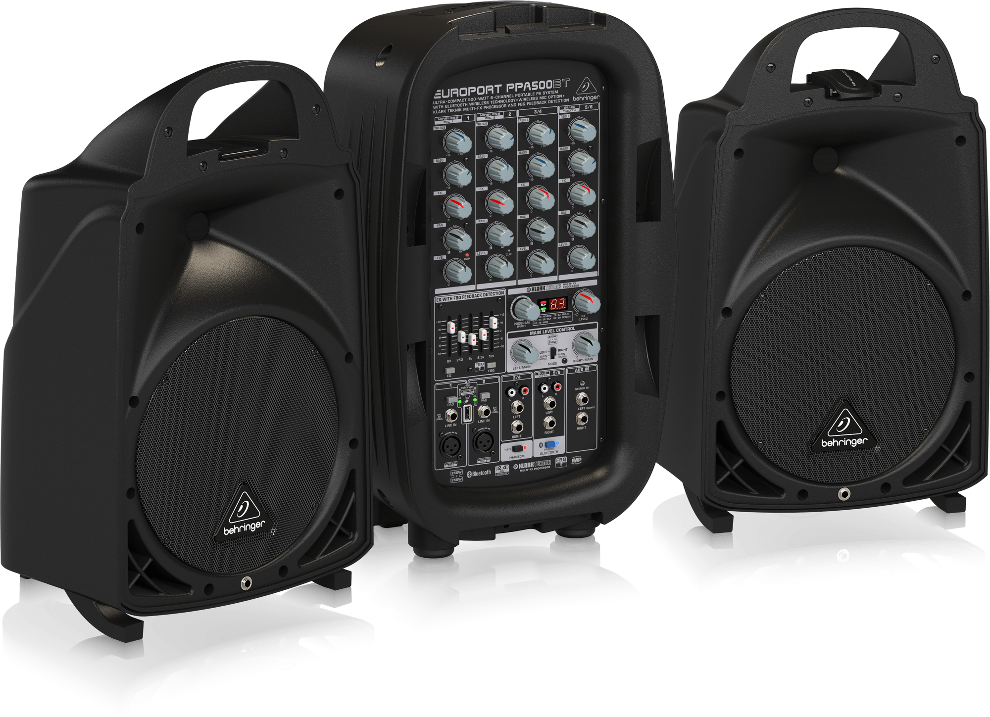 Behringer PPA500BT Ultra-Compact 500 Watt 6 Channel Portable PA System ...