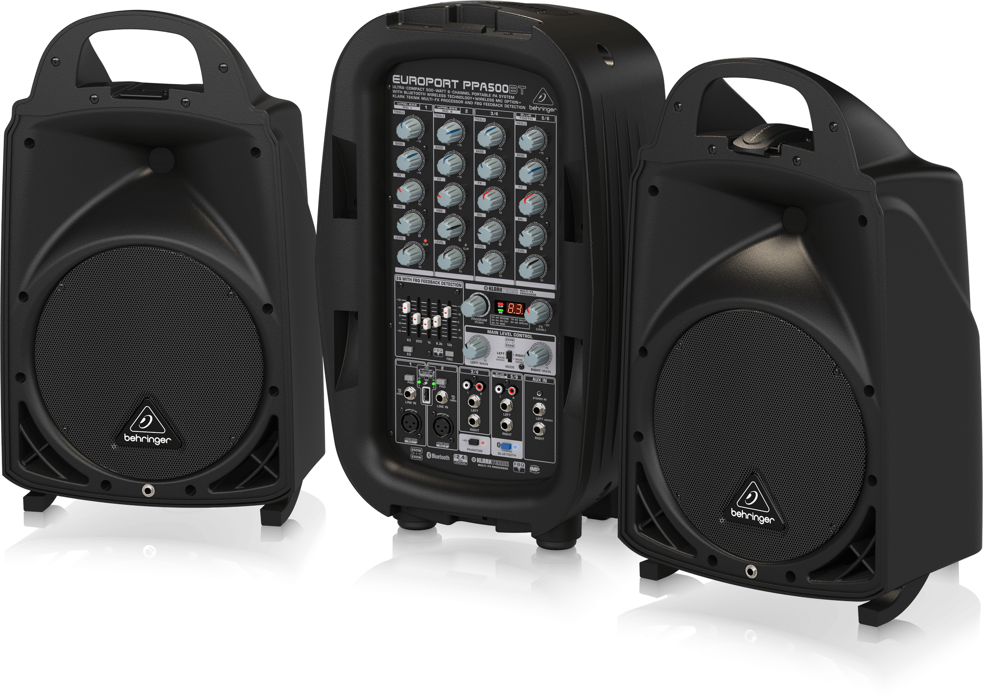 Behringer PPA500BT Ultra-Compact 500 Watt 6 Channel Portable PA System ...
