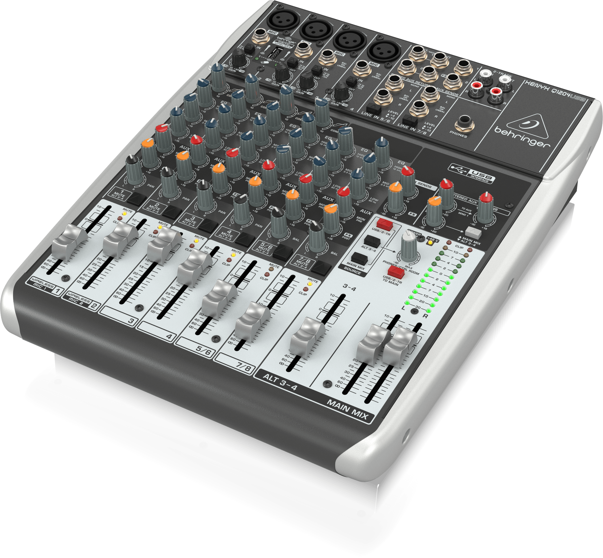 Behringer Q1204USB Premium 12-Input 2/2-Bus Mixer with XENYX Mic ...
