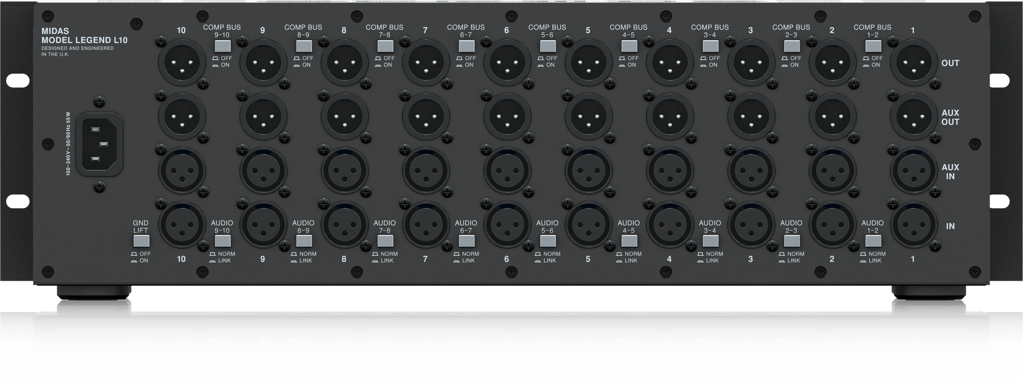 Midas L10 500 Series Rackmount Chassis for 10 Modules with Advanced ...