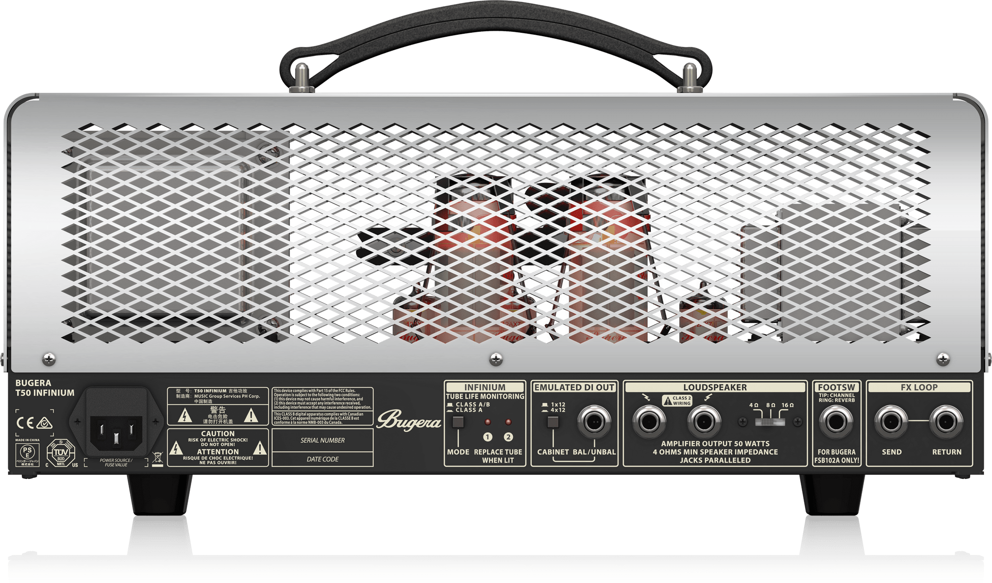 Bugera T50 INFINIUM 50W Cage-Style 2-Channel Tube Amplifier Head with ...