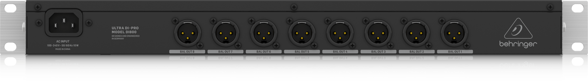 Behringer DI800 V2 Professional Mains/Phantom Powered 8-Channel DI Box ...